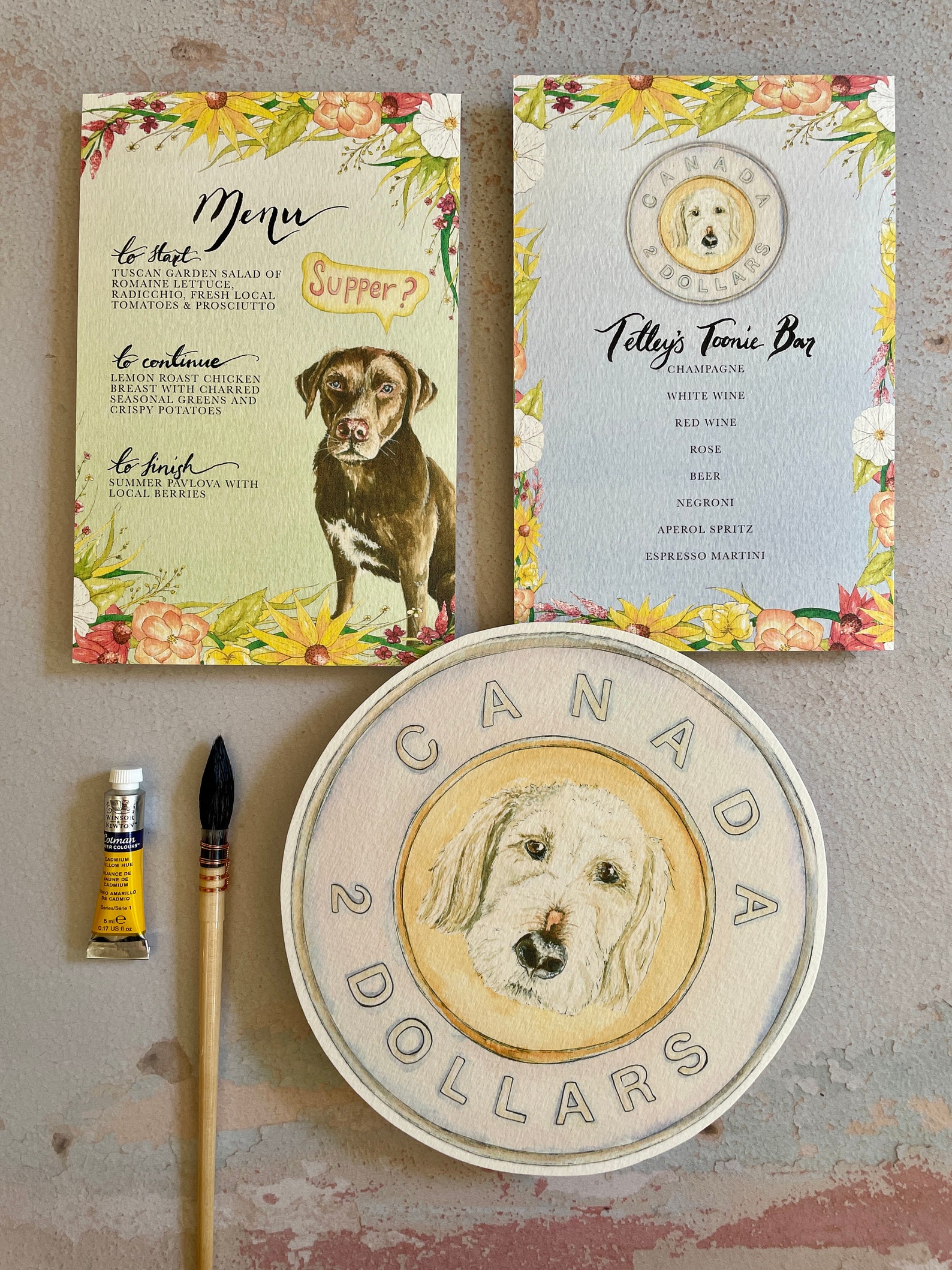 Hand Painted Bespoke Watercolour Wedding Invitations Made to Order ...