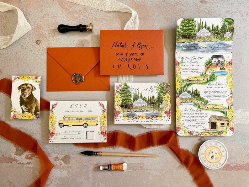 Hand Painted Bespoke Watercolour Wedding Invitations Made to Order ...