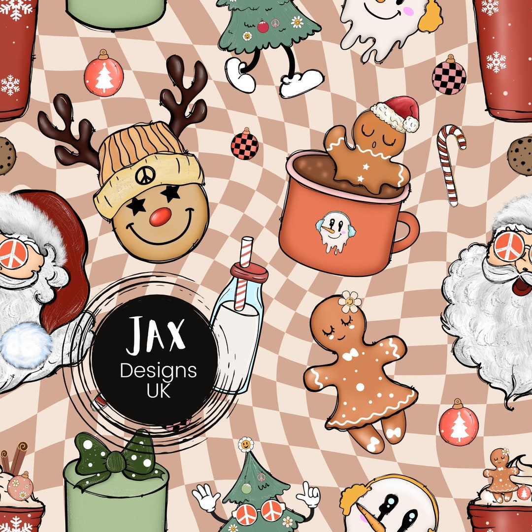 Christmas Repeating Pattern, Christmas Seamless, Retro Digital Pattern ...