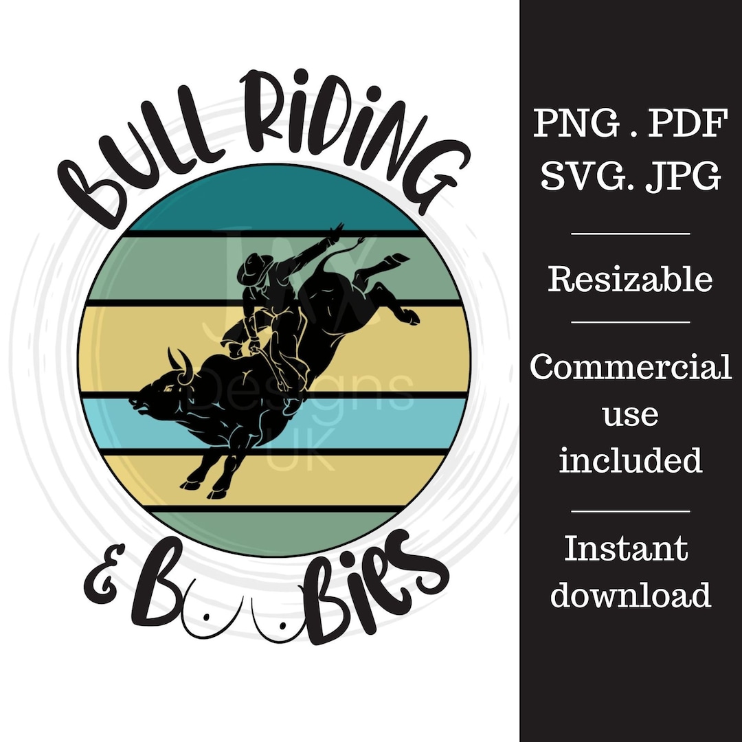 Bull Riding PNG Retro T-shirt Design SVG PNG Pdf Poster - Etsy