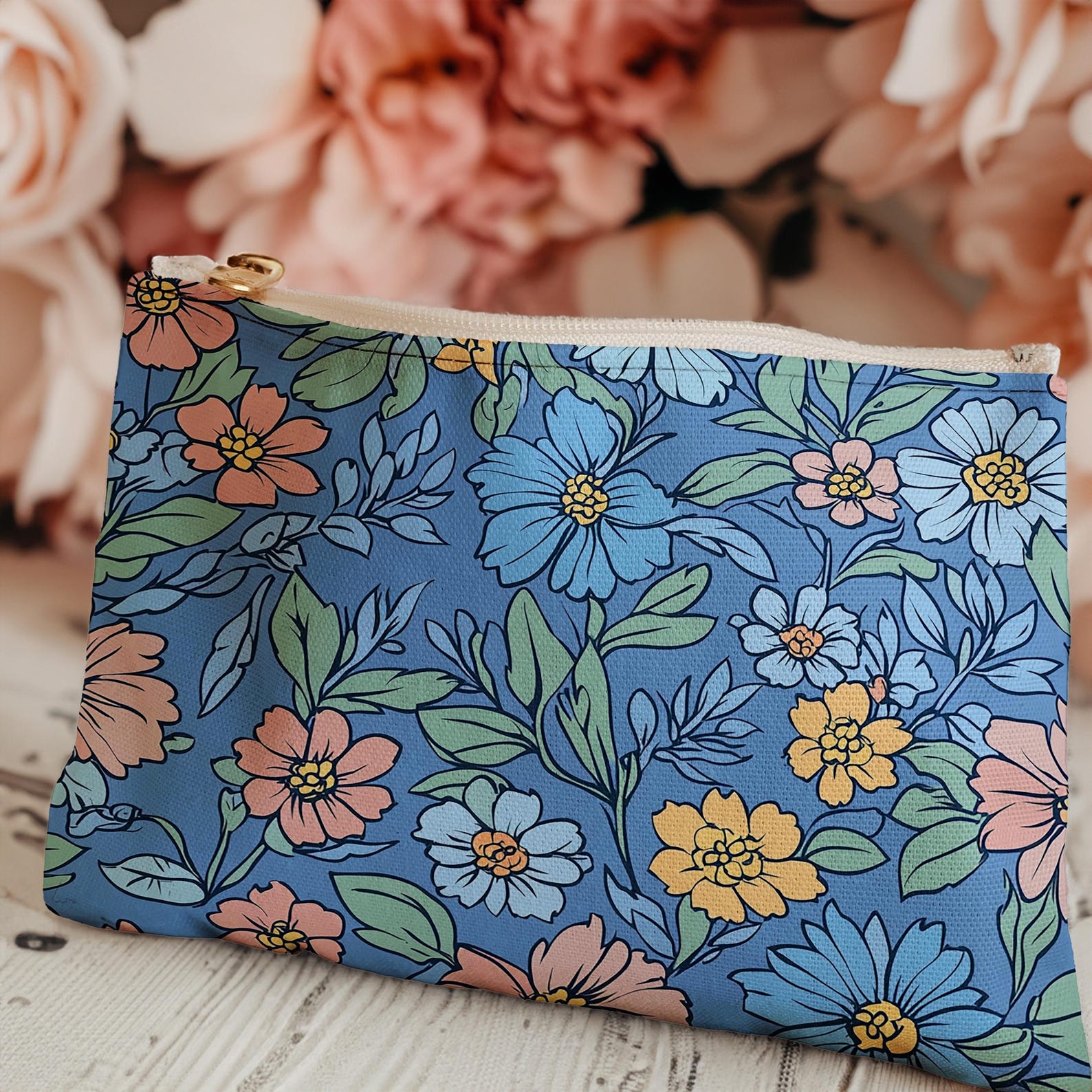 Blue Floral Seamless Pattern, Repeat Tile Surface Pattern ...