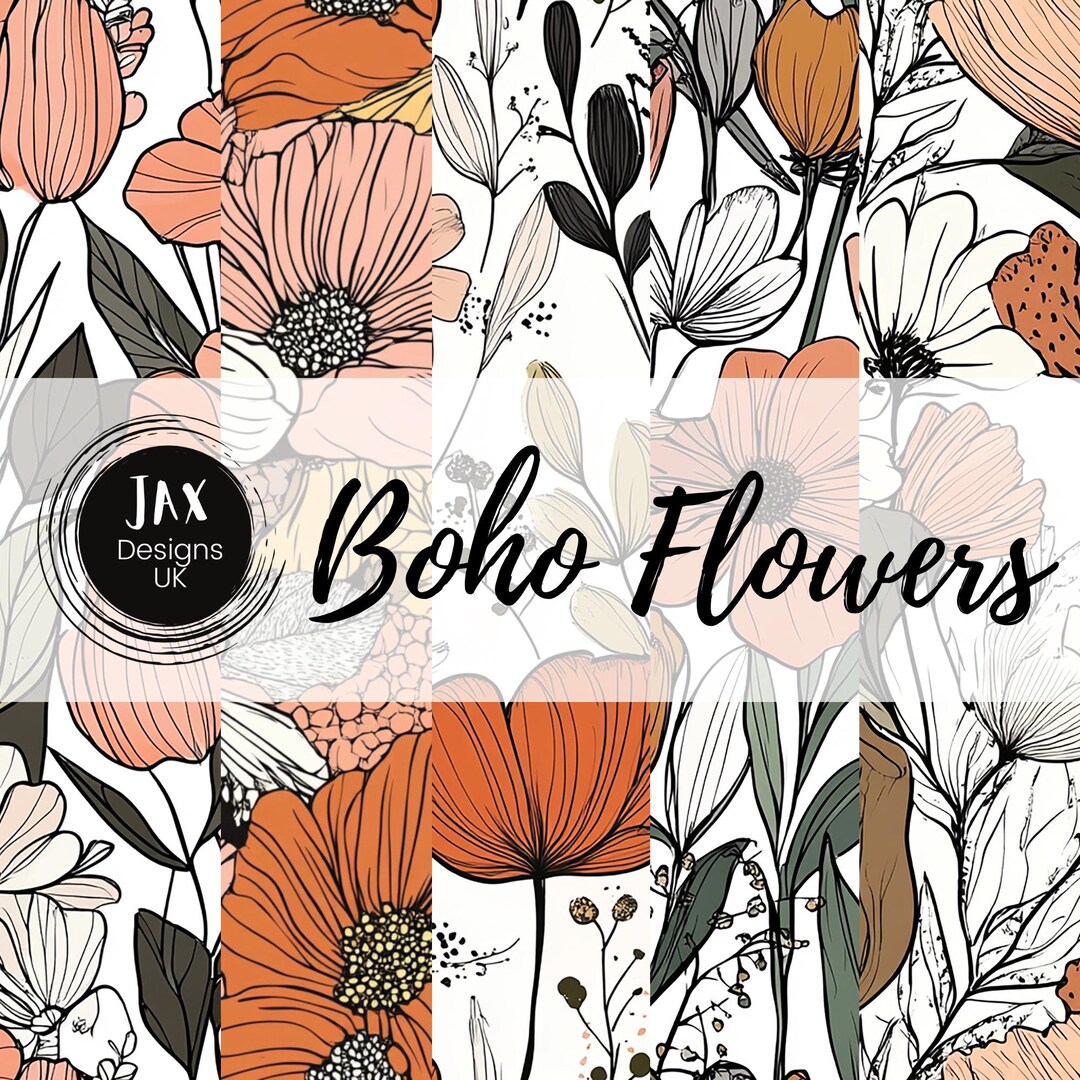 Boho Floral Seamless Pattern, Flower Boho, Floral Print, Seamless ...