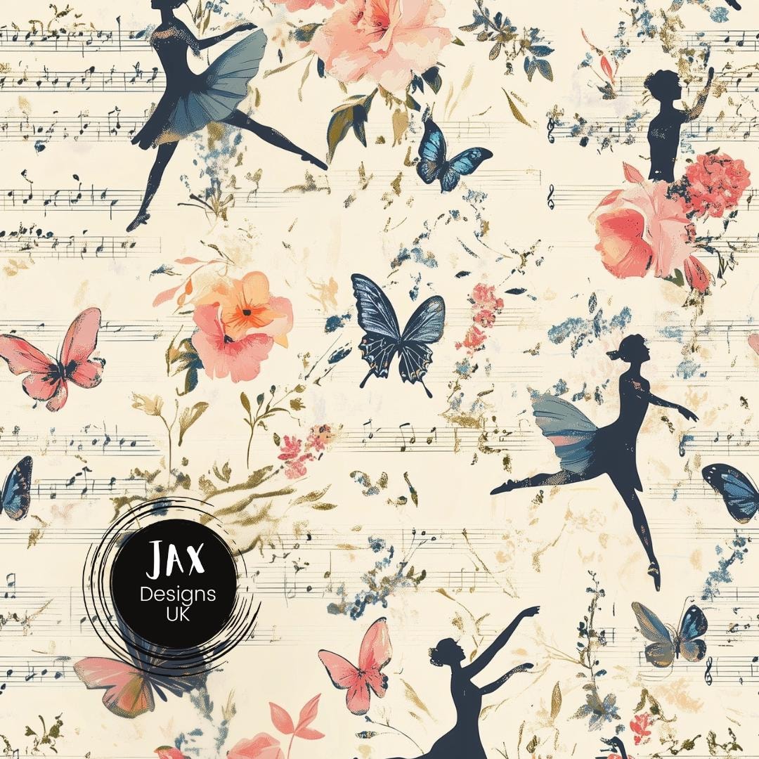 Ballerina With Musical Notes Seamless Pattern, Digital Ballet Dancer ...