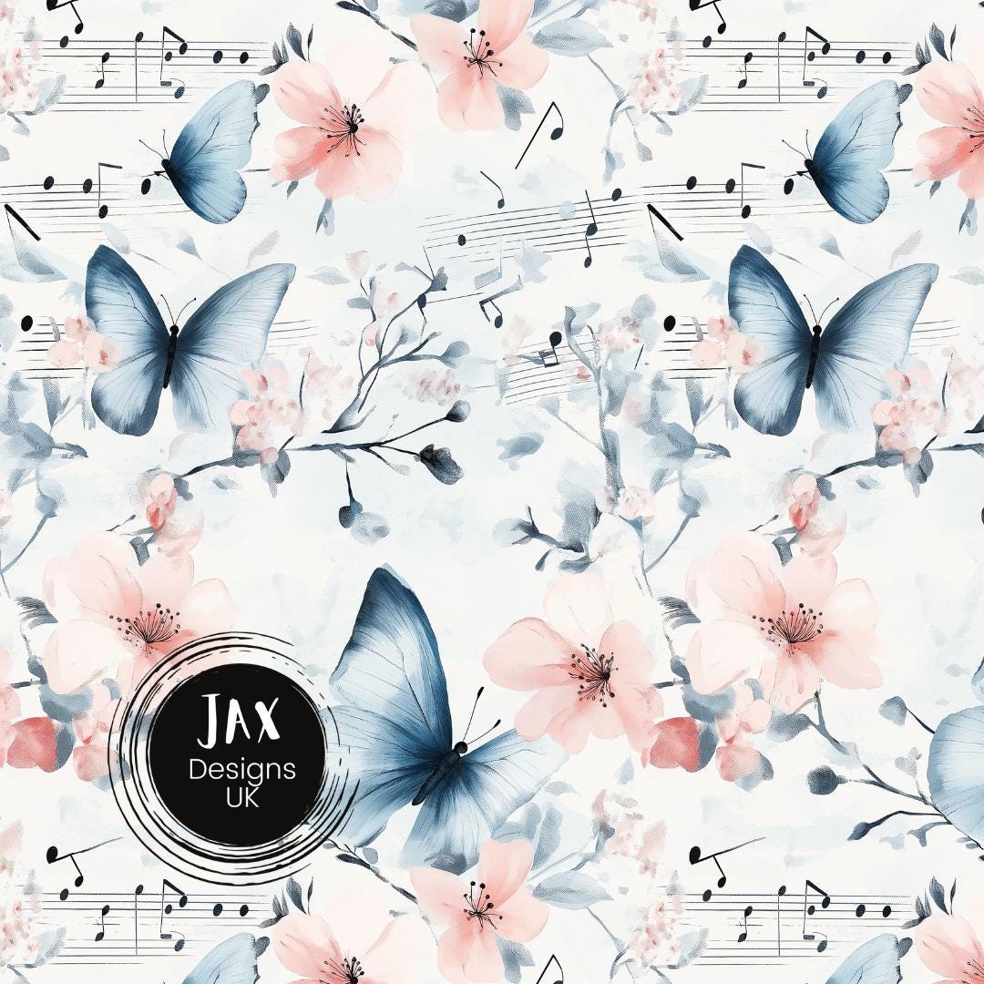 Pastel Butterfly & Musical Note Seamless Pattern, Butterflypattern ...