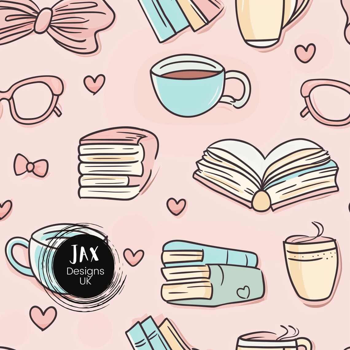 Books & Coffee Seamless Pattern, Book Girl Pattern, Repeating Pattern ...