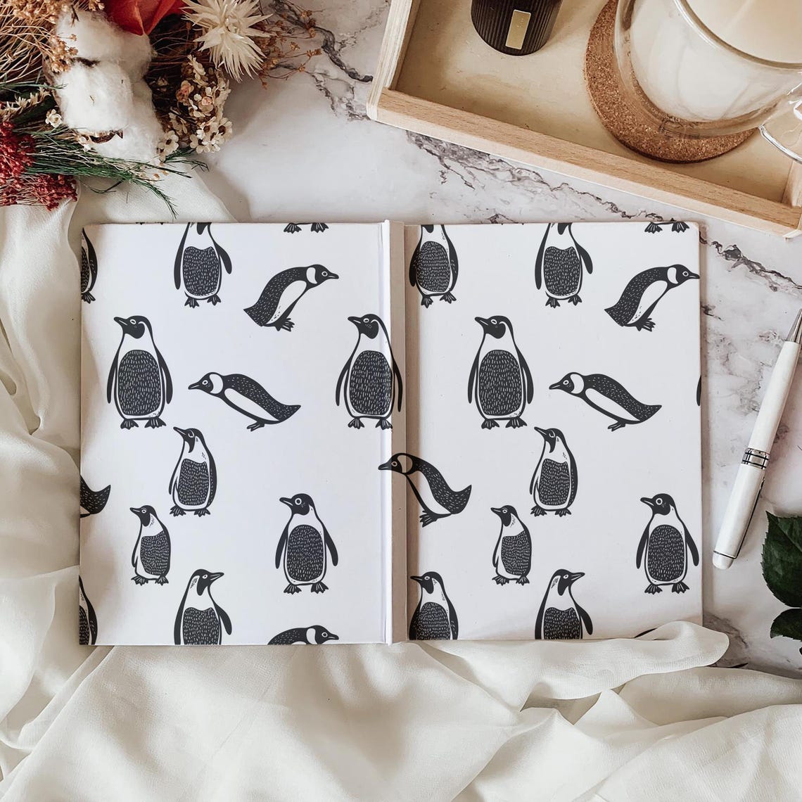Penguin Seamless Pattern, Digital Penguin Pattern, Penguin Wallpaper ...
