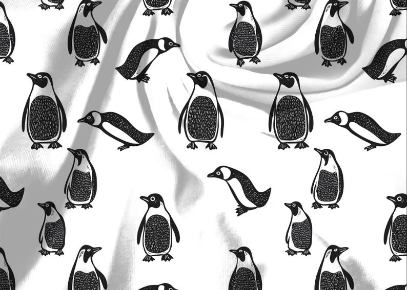 Penguin Seamless Pattern, Digital Penguin Pattern, Penguin Wallpaper ...