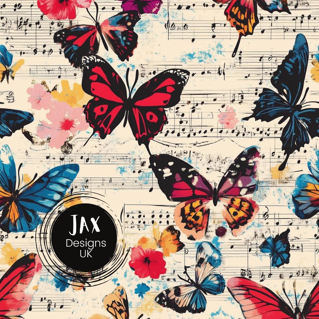 Butterfly & Musical Note Seamless Pattern, Butterflypattern, Musical ...