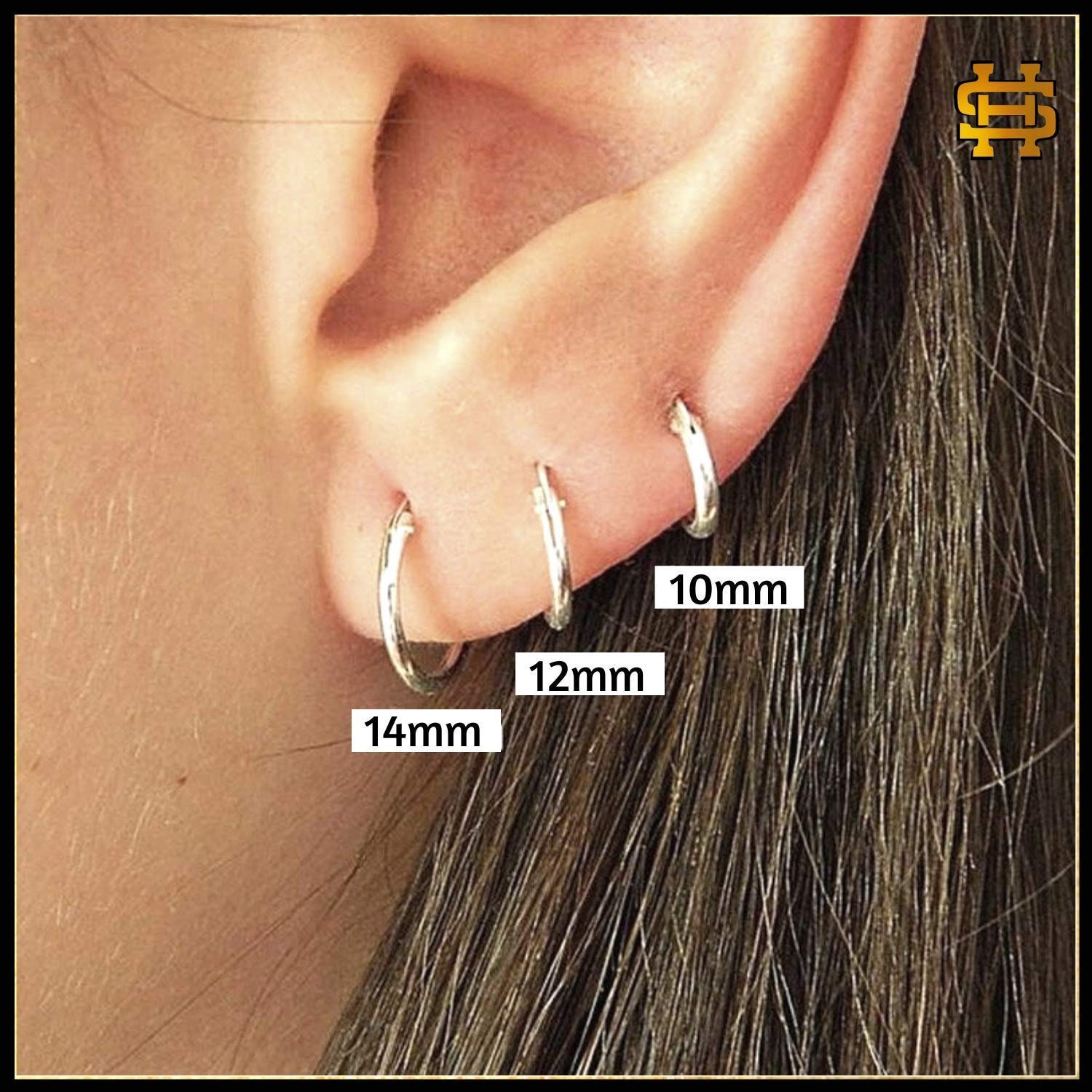 Pendientes de aro 92.5 Plata de Ley / Tamaño de Aro Clásico - Etsy España