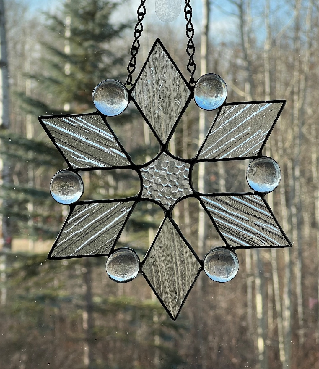 Stained Glass Snowflake Sun Catcher - Etsy