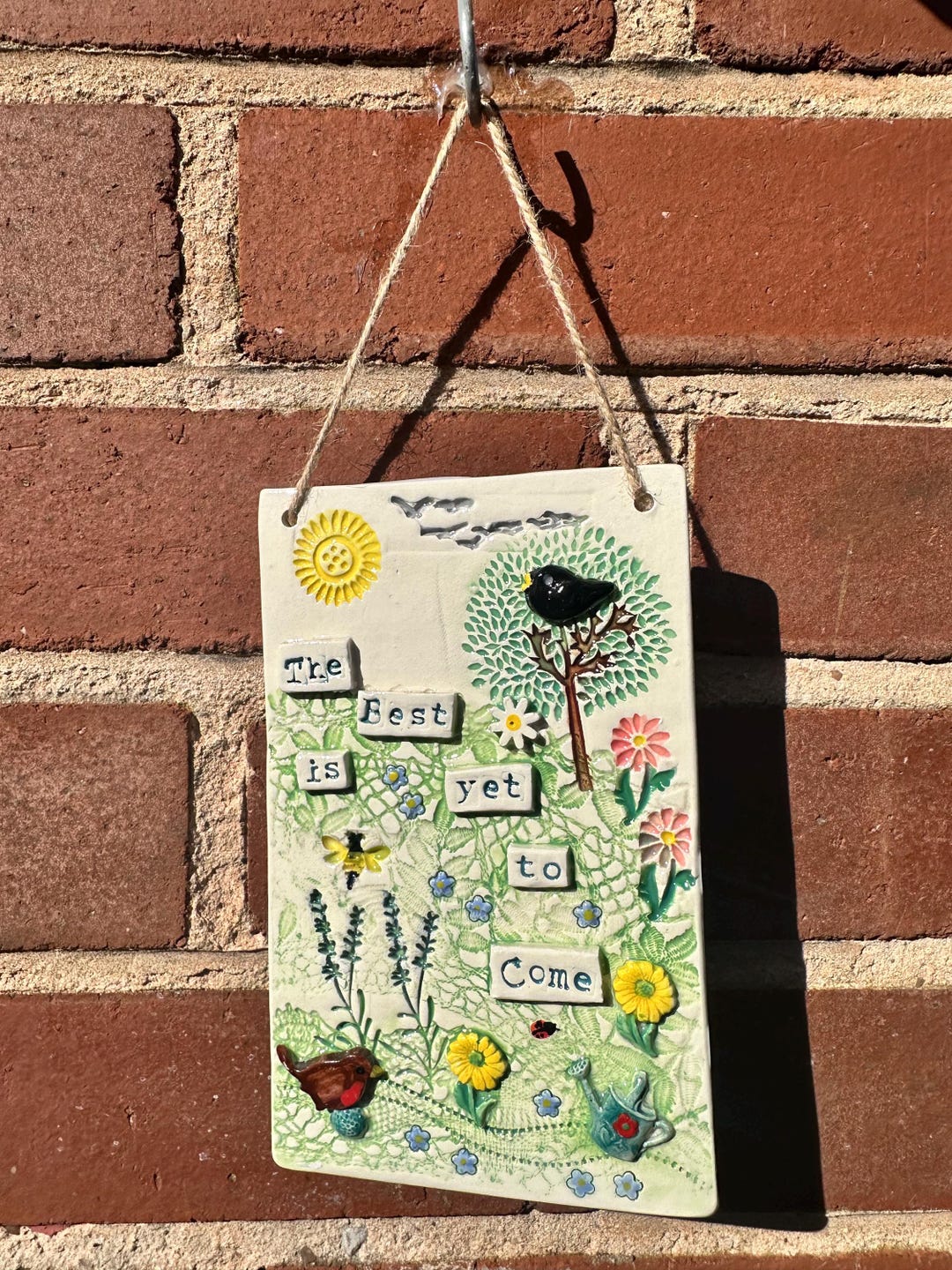 Handmade Inspirational Ceramic Wall Plaque. Hand Painted. Flowers ...