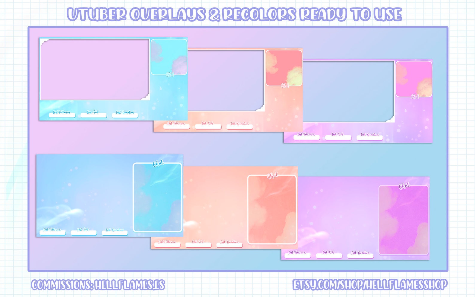 Vtuber Game and IRL Overlays and recolors - Etsy México