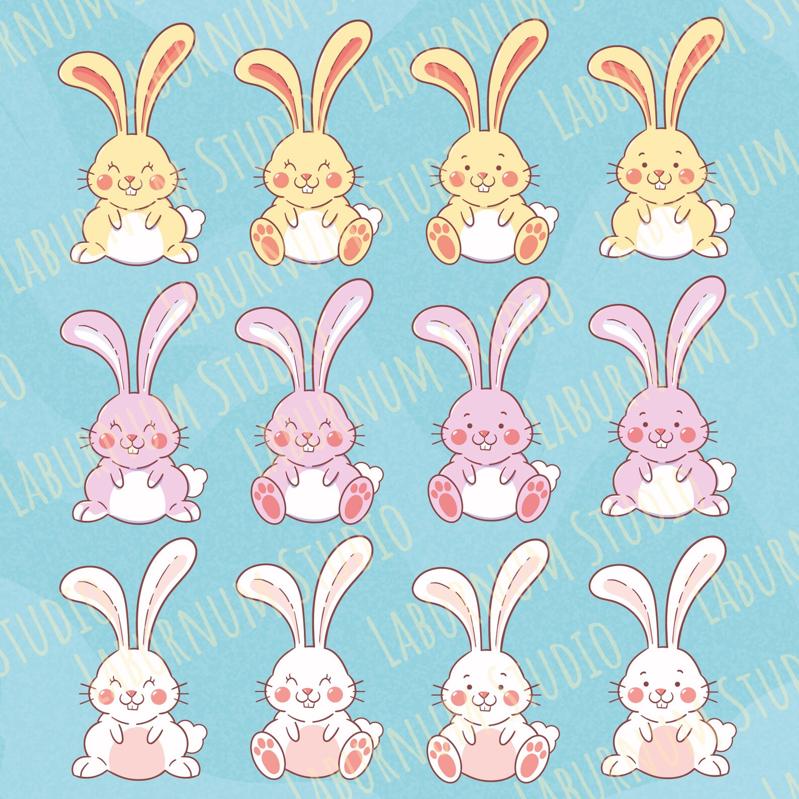 Easter Bunny Clip Art Images, Royalty Free Clip Art - Instant Download ...
