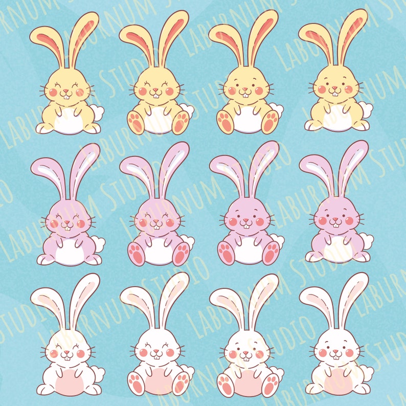 Easter Bunny Clip Art Images, Royalty Free Clip Art - Instant Download ...