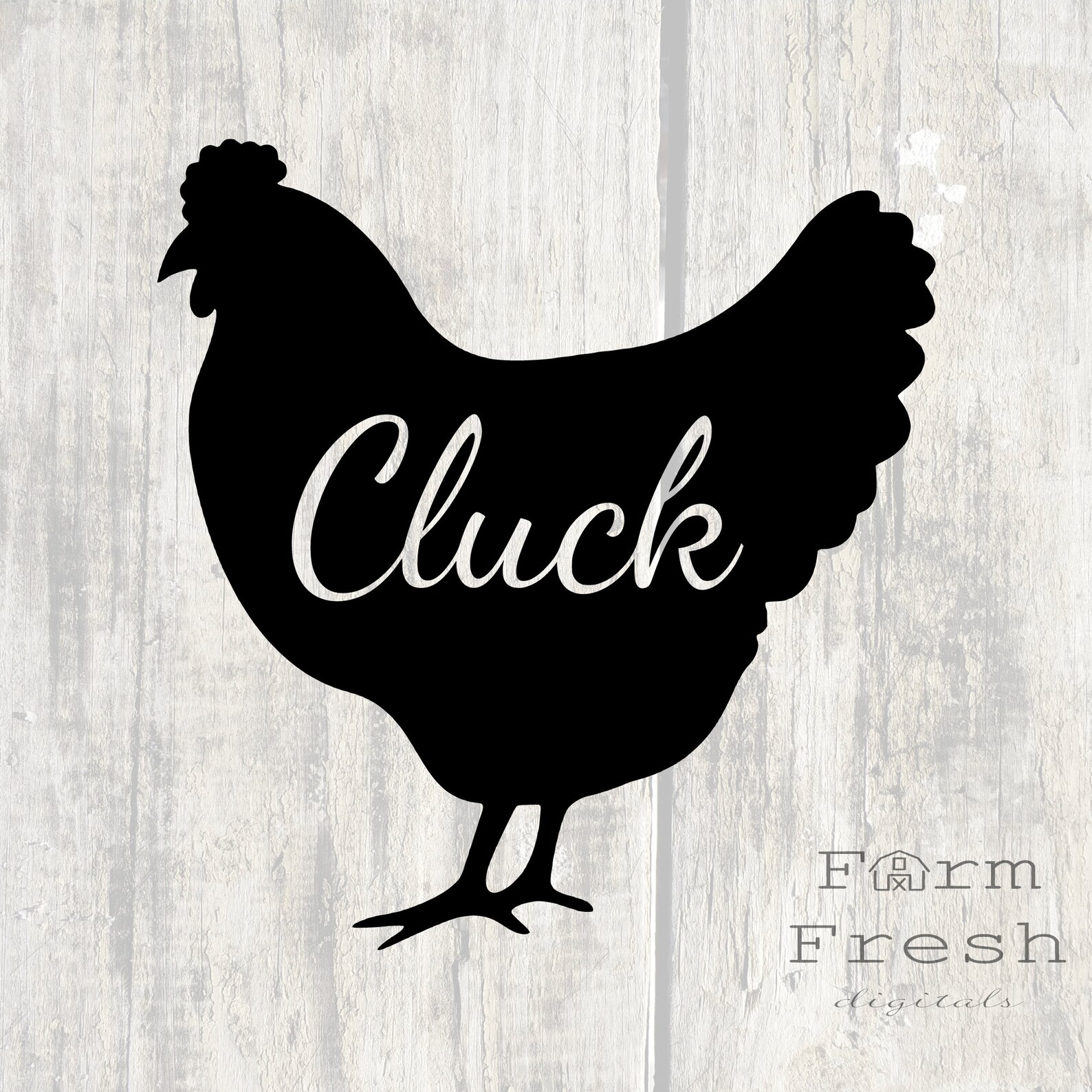 Cluck Svg, Chicken Hen Silhouette With Cluck Cut Out, Chicken Hen Svg ...