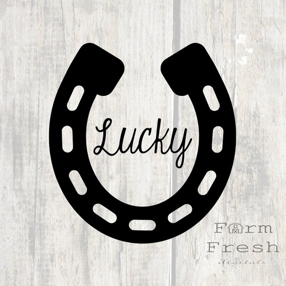 Lucky Horseshoe Svg Lucky Script Font With Horseshoe Clipart | Etsy