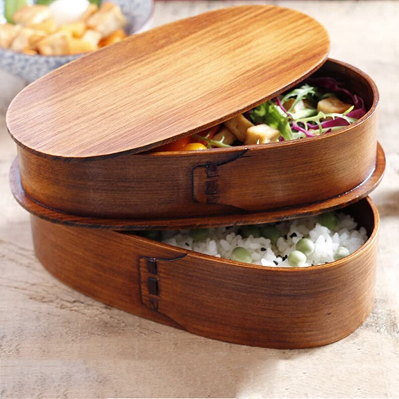 Japanese Style Bento Boxes Set With Cutlery Double Layered - Etsy