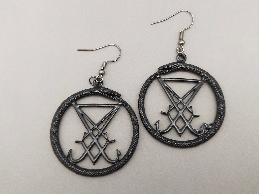 Lucifer Sigil Satanic Earrings, Goth Earrings, Gothic Jewellery, Witch ...