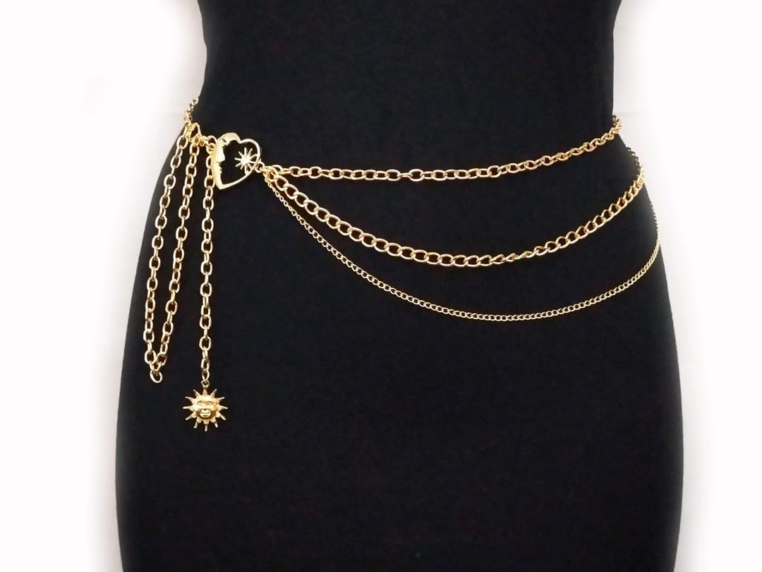 Gothic Belt, Harajuku Punk Moon Metal Belts Women Vintage High Waist ...