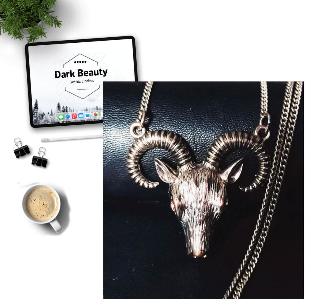 Baphomet Necklace: Goth Satanic Bull Goat Head Pendant, Hip Hop Jewelry ...