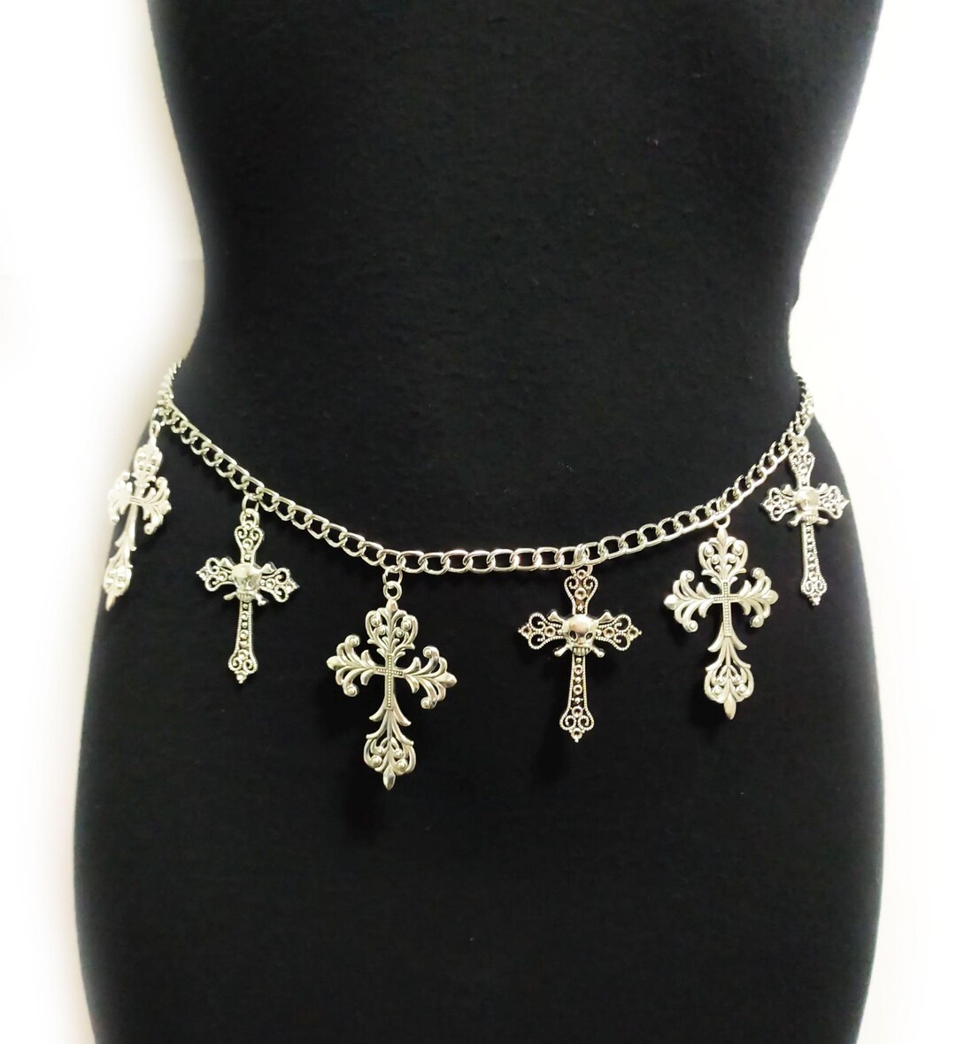 Gothic Belt, Belt With Crosses, Metal Belts Women Vintage High Waist ...