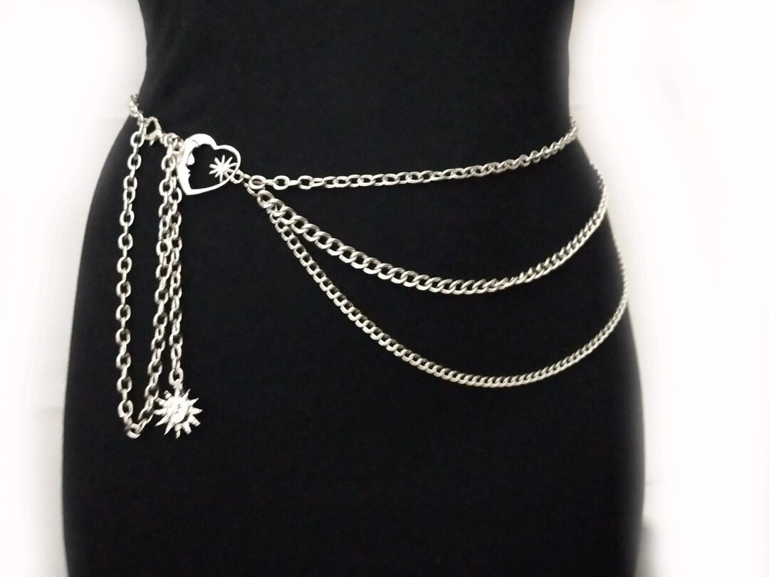 Gothic Chain Belt: Harajuku Moon Sun Pendant, High Waist - Etsy