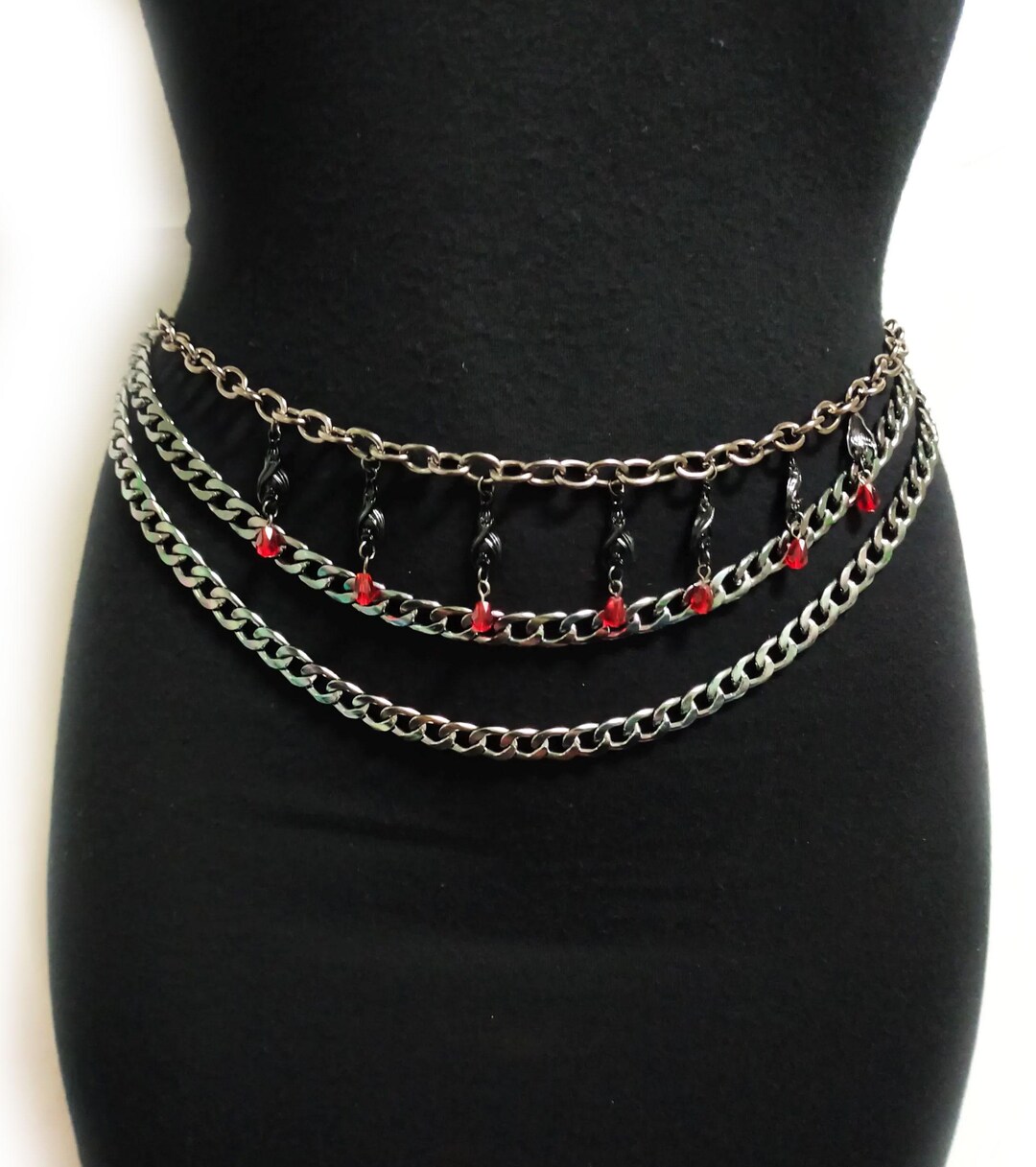 Black Waist Belt, Black Chain Belt, Adjustable Waist Belt for Women ...
