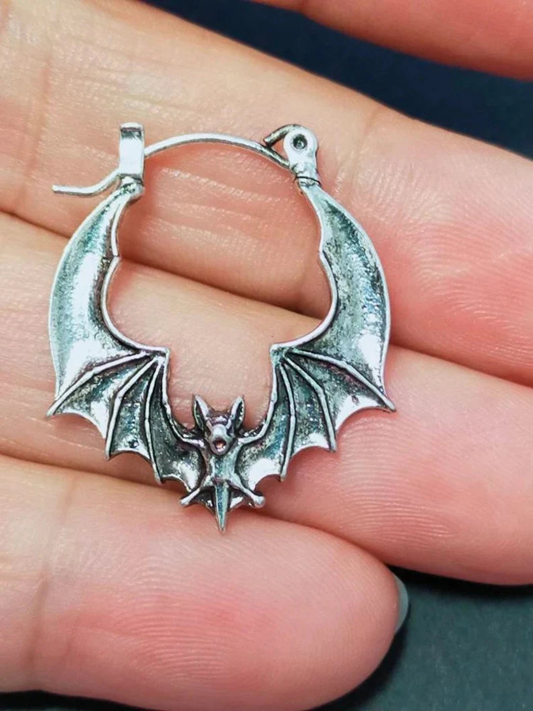 Bat Hoop Earrings. Bat Earrings, Silver Earrings, Vintage Bat Jewelry ...