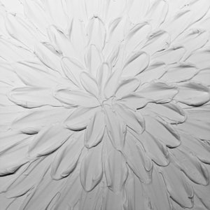 Round Wall Art, White Wall Art, Textured Art, Floral Art, 3d Artwork ...