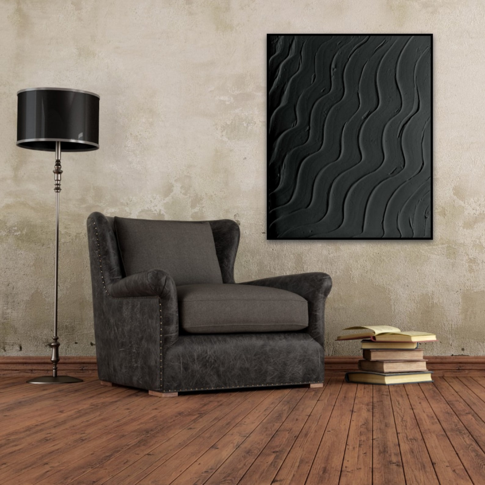 Black Plaster Wall Art Bas Relief Wall Art Wabisabi 3D Wall - Etsy