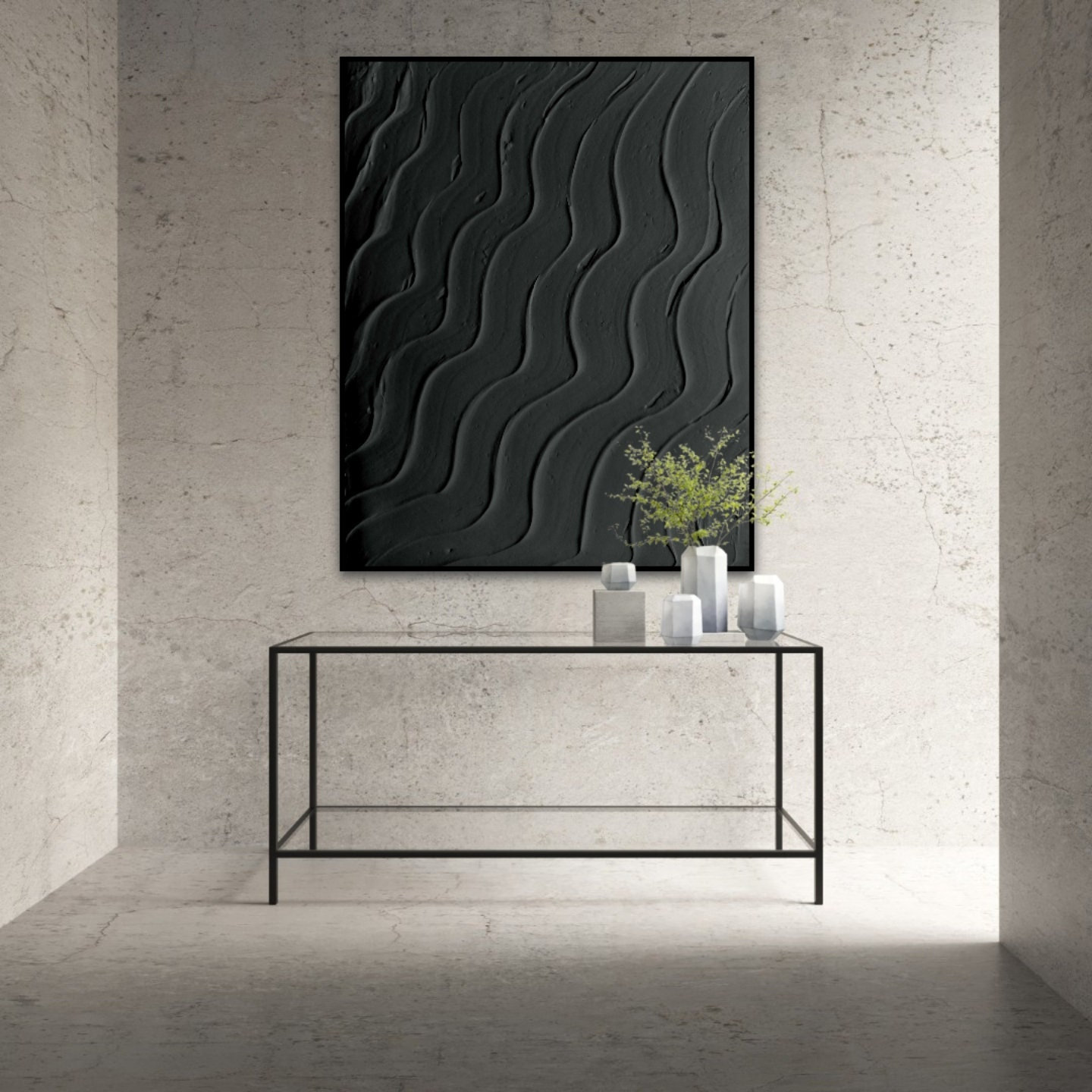 Black Plaster Wall Art Bas Relief Wall Art Wabisabi 3D Wall - Etsy