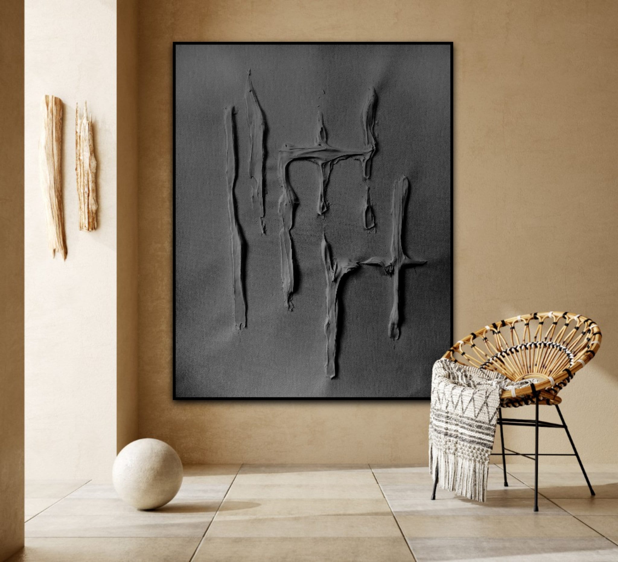 Plaster Art, Black Plaster Wall Art, Minimalist Wall Art, Monochrome ...