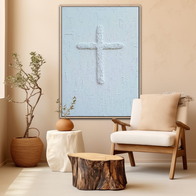 Modern Christian Cross Wall Art: Plaster Religious Gift - Etsy Australia