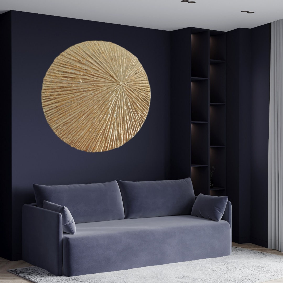 Round Wall Art, Gold Wall Decor, Circular Wall Art, Texture Wall Art ...