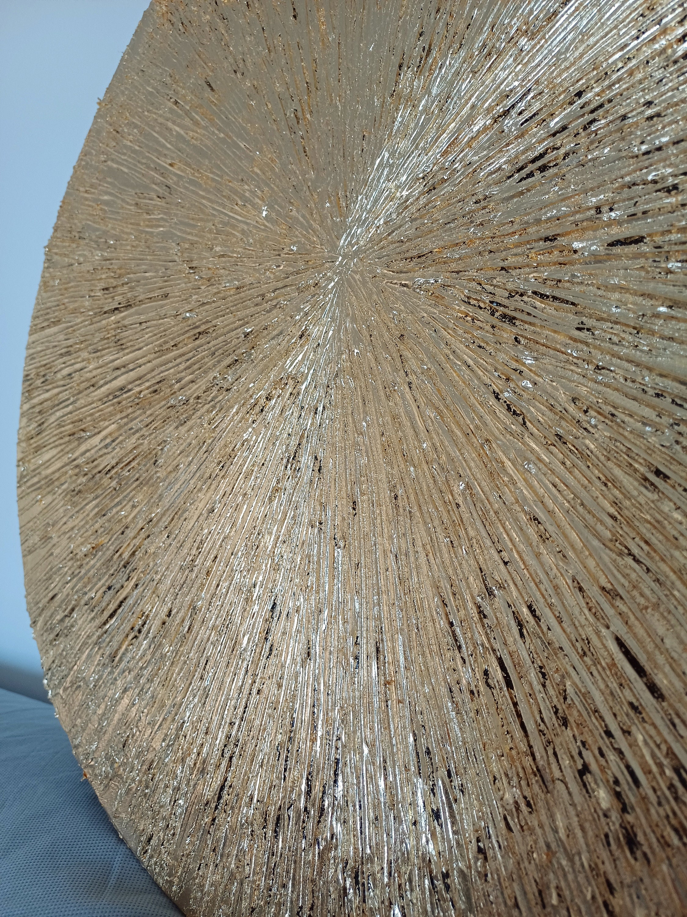 Rustic Metal Wall Art, Gold Foil Painting, Round Wall Art, Gold Metal ...