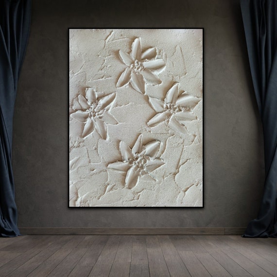 Sculptural Wall Art Floral Wall Art Plaster Art Plaster | Etsy