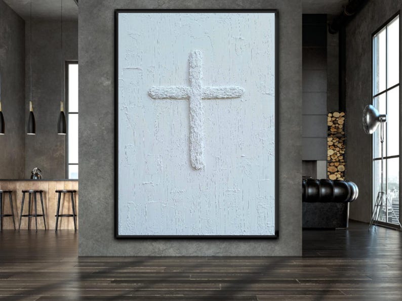 Modern Christian Cross Wall Art: Plaster Religious Gift - Etsy Australia