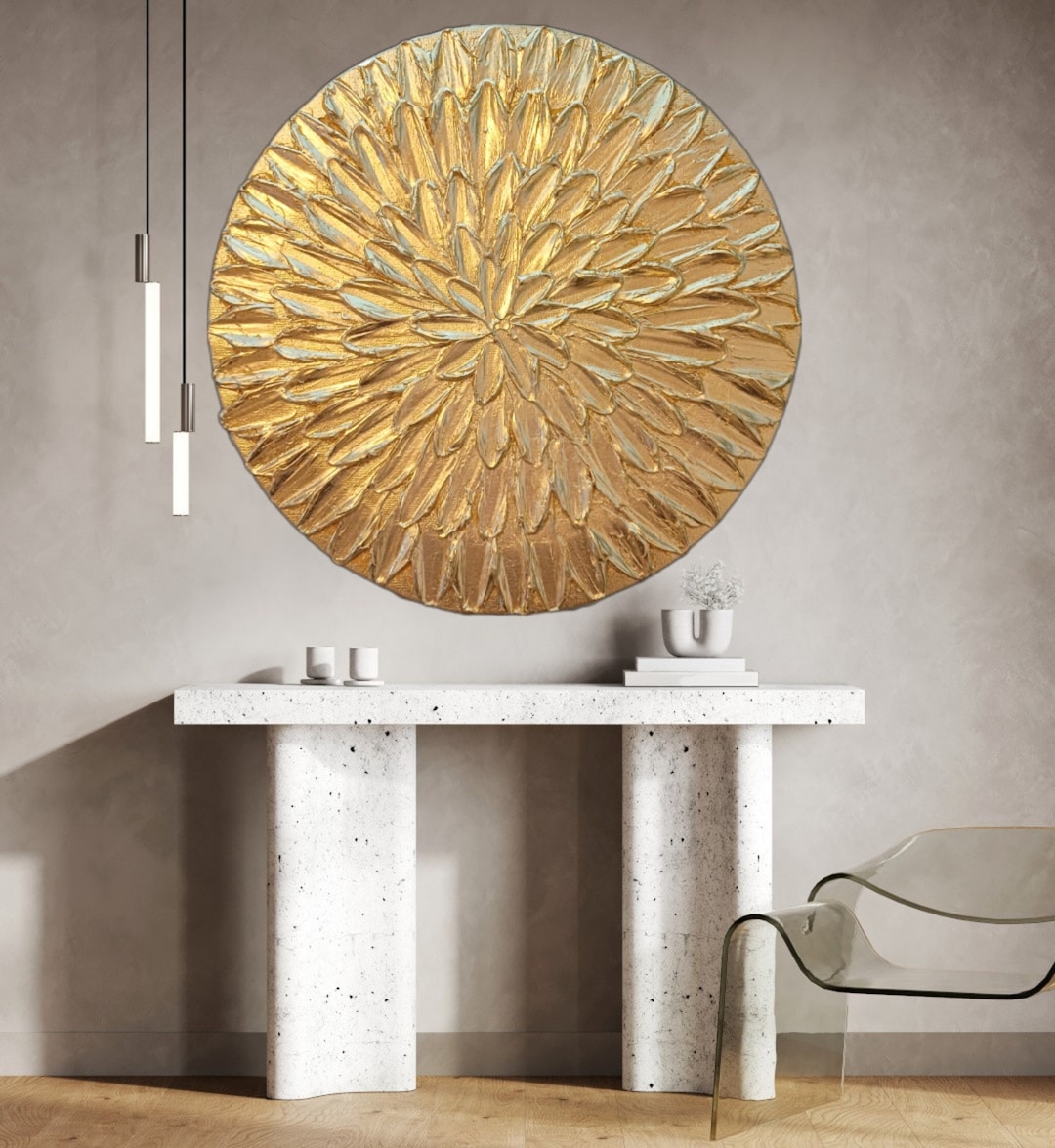 Metal Wall Decor, Round Wall Art, Gold Wall Decor, Gold Metal Wall Art ...