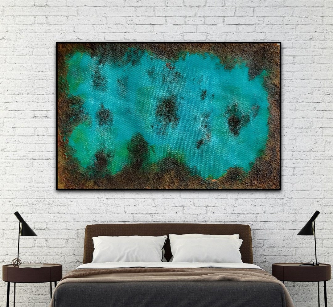 Rustic Blue Metal Wall Art, Blue Artwork, Patina Painting - Etsy