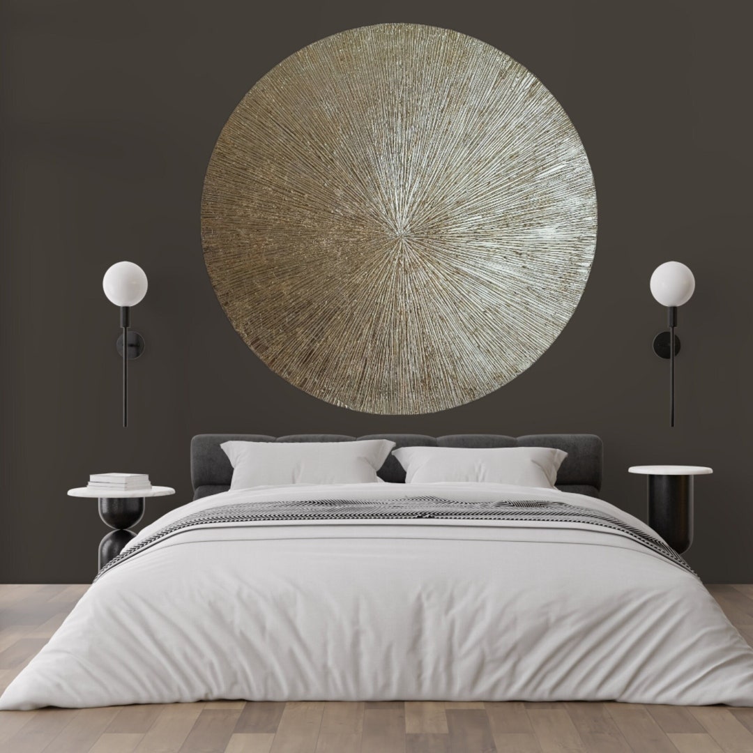 Gold Wall Decor, Giant Wall Art Gold, Round Wall Hanging, Gold Wall Art ...