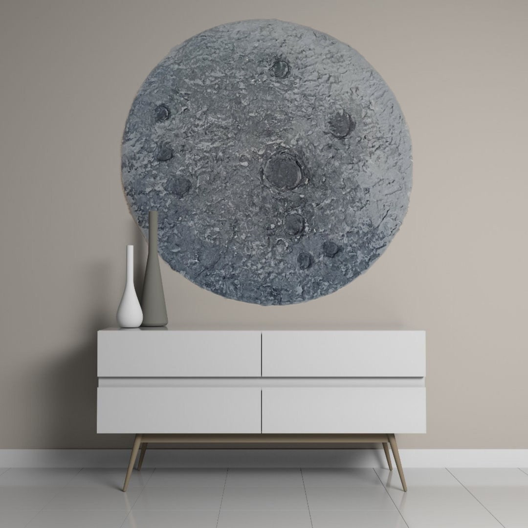Moon Art, Round Wall Decor, Sun and Moon, Space Wall Art, Grey Wall Art ...
