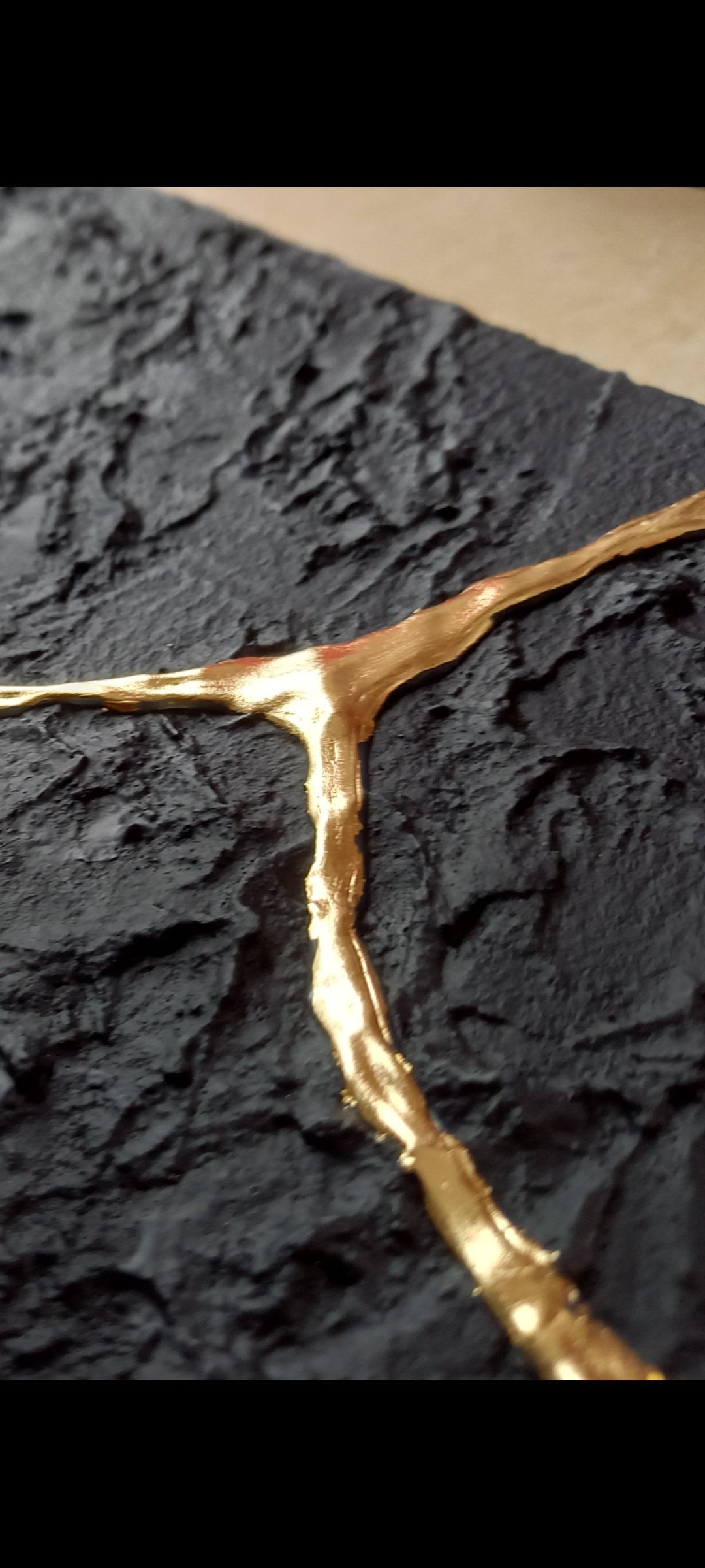 Black Wall Art, Kintsukuroi, Japanese Wall Hanging, Kintsugi, 3d ...