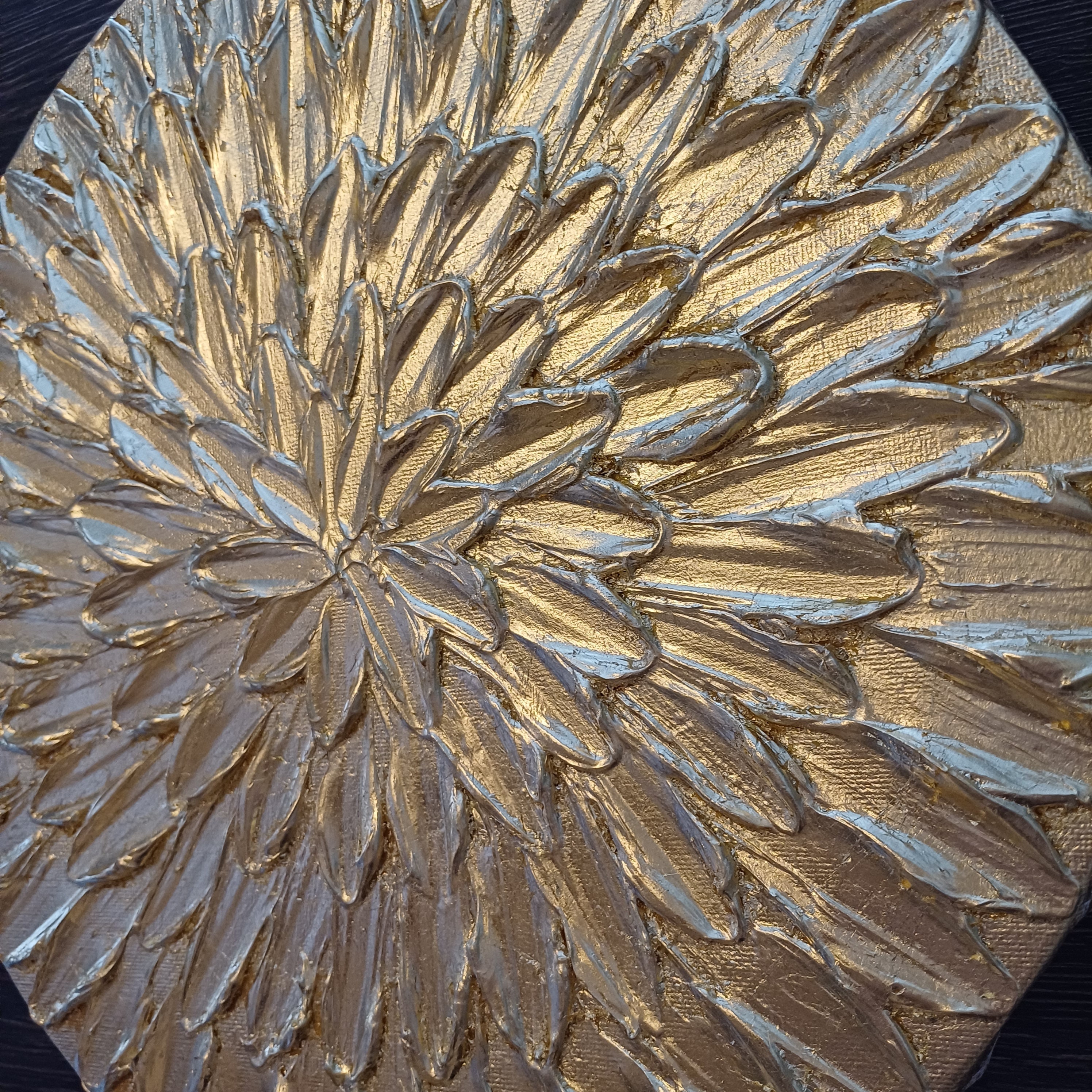 Gold Leaf Round Metal Wall Art: Textured Plaster Base - Etsy