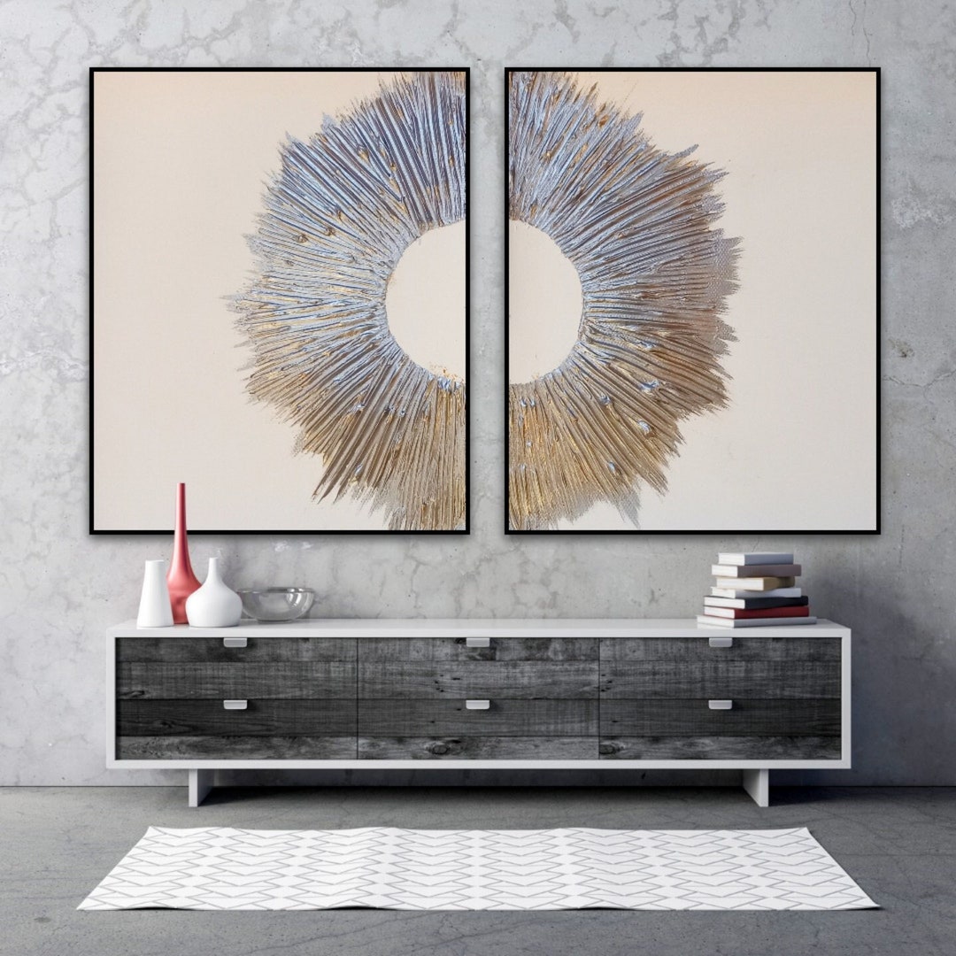 Silver Metal Wall Art, Set of Two Wall Art, 2 Piece Wall Art, Silver ...