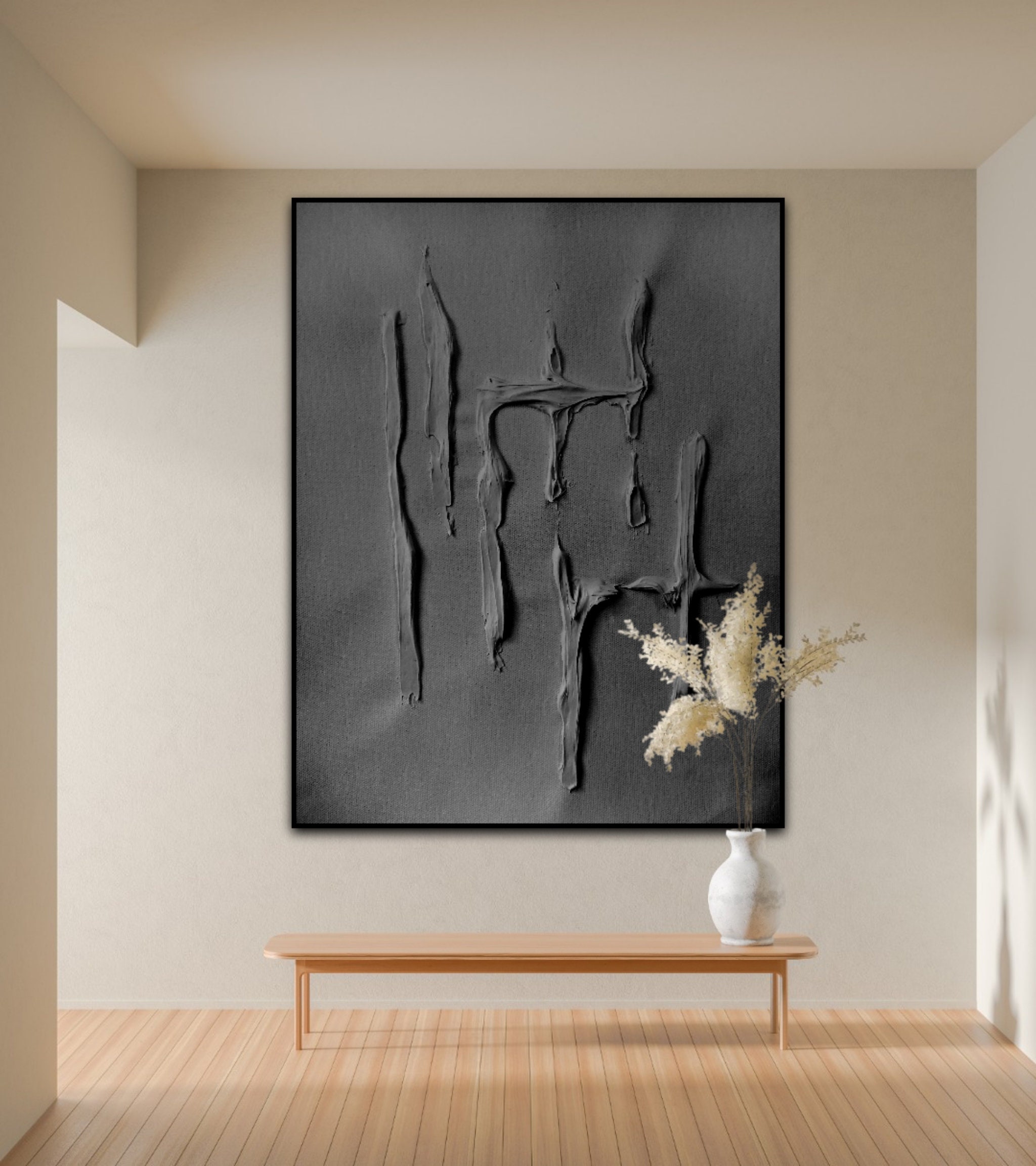Plaster Art, Black Plaster Wall Art, Minimalist Wall Art, Monochrome ...