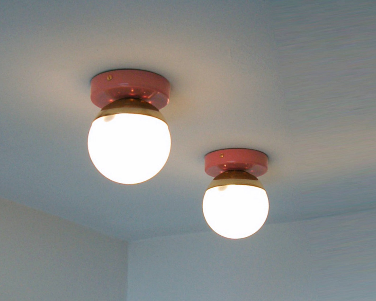 Wall Light GLASS SPHERE Brass / Glass PINK Color - Etsy