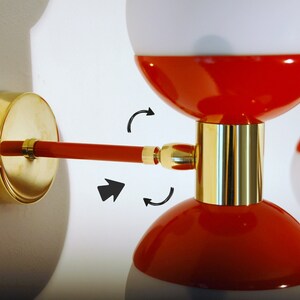 Wall Light - Double Sphere Glass - Brass / RED Color - Etsy