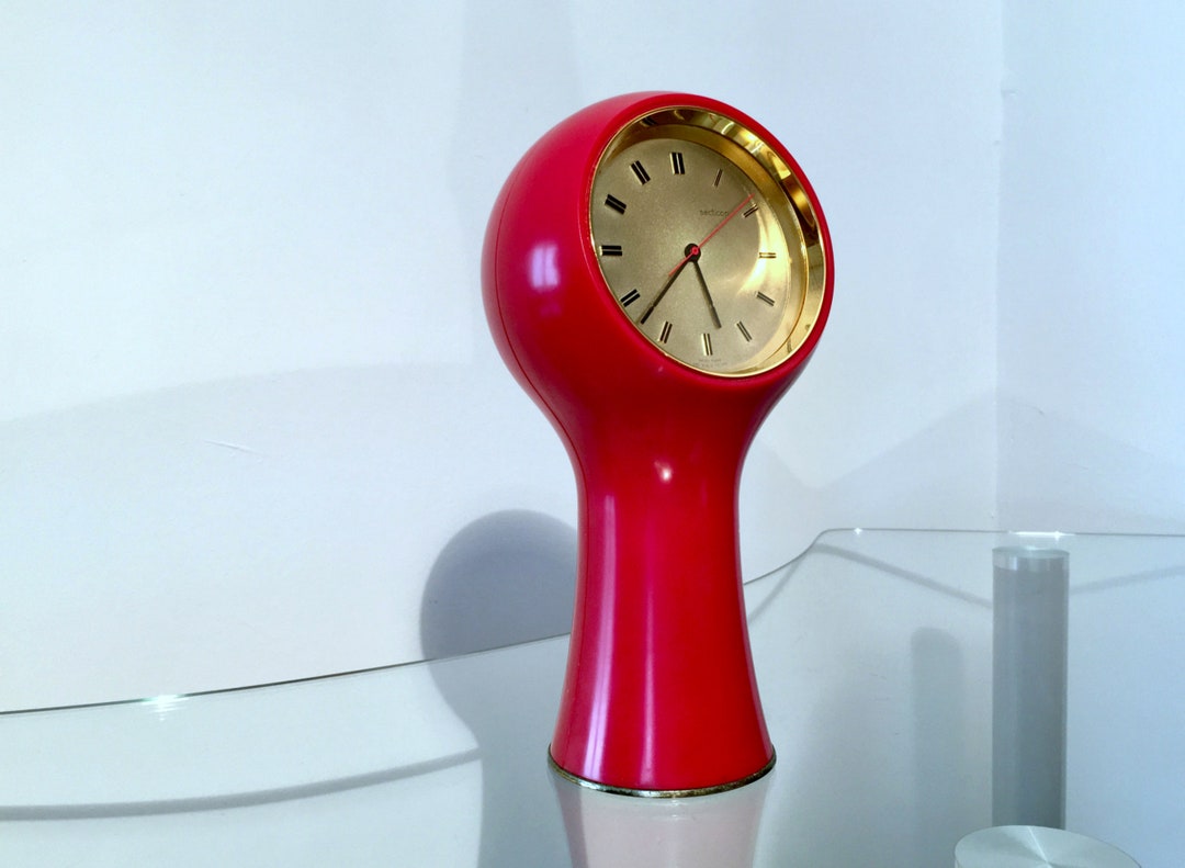 Table Clock SECTICON Mod. T1 Design A. Mangiarotti, Swiss Made 1956 RED ...