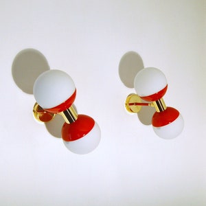 Wall Light - Double Sphere Glass - Brass / RED Color - Etsy