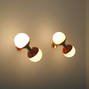 Wall Light - Double Sphere Glass - Brass / RED Color - Etsy
